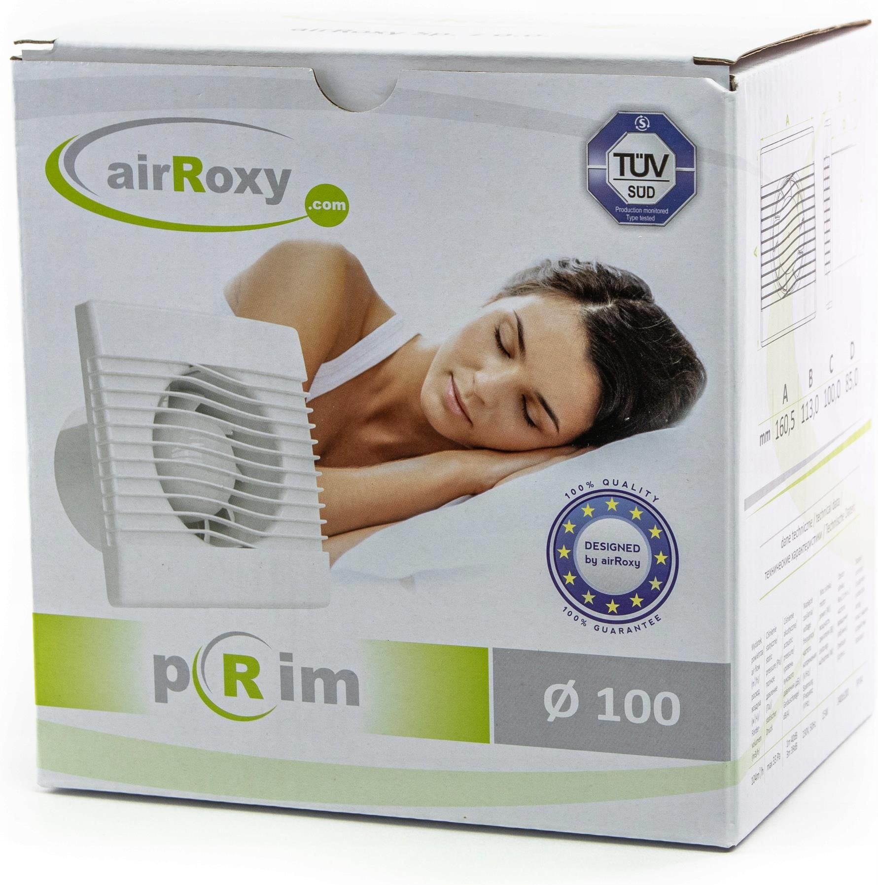 Wentylator łazienkowy Airroxy Wentylator Łazienkowy 100 Z Zaworem ...