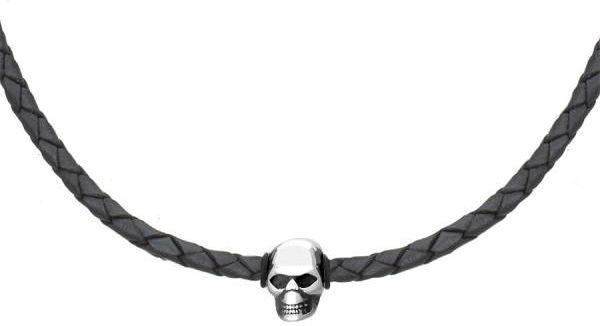 Manoki Czaszka na czarnym rzemieniu rockowy naszyjnik męski (WA711B ...