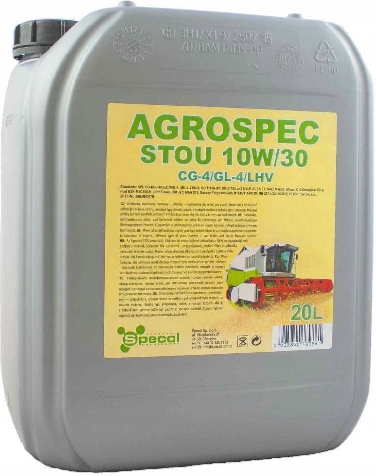 Olej silnikowy Specol Agrospec Stou 10W30 20L - Opinie i ceny na Ceneo.pl