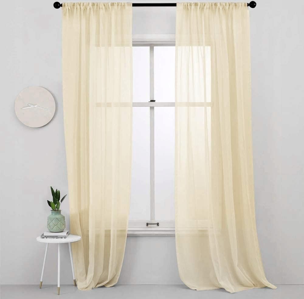 Firanki Beżowe Cieńki Woal Beżowy 140X245Cm 2 Szt - Opinie i atrakcyjne ...