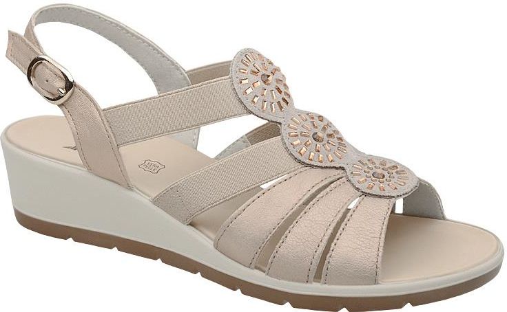 Włoskie Sandały IMAC 357010 51334/013 Champagne/Beige Złote Koturny ...