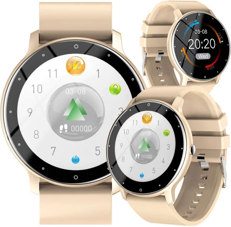 Smartwatch damski RV8 beżowy WŁASNE TARCZE, PULSOMETR - Opinie i ceny ...