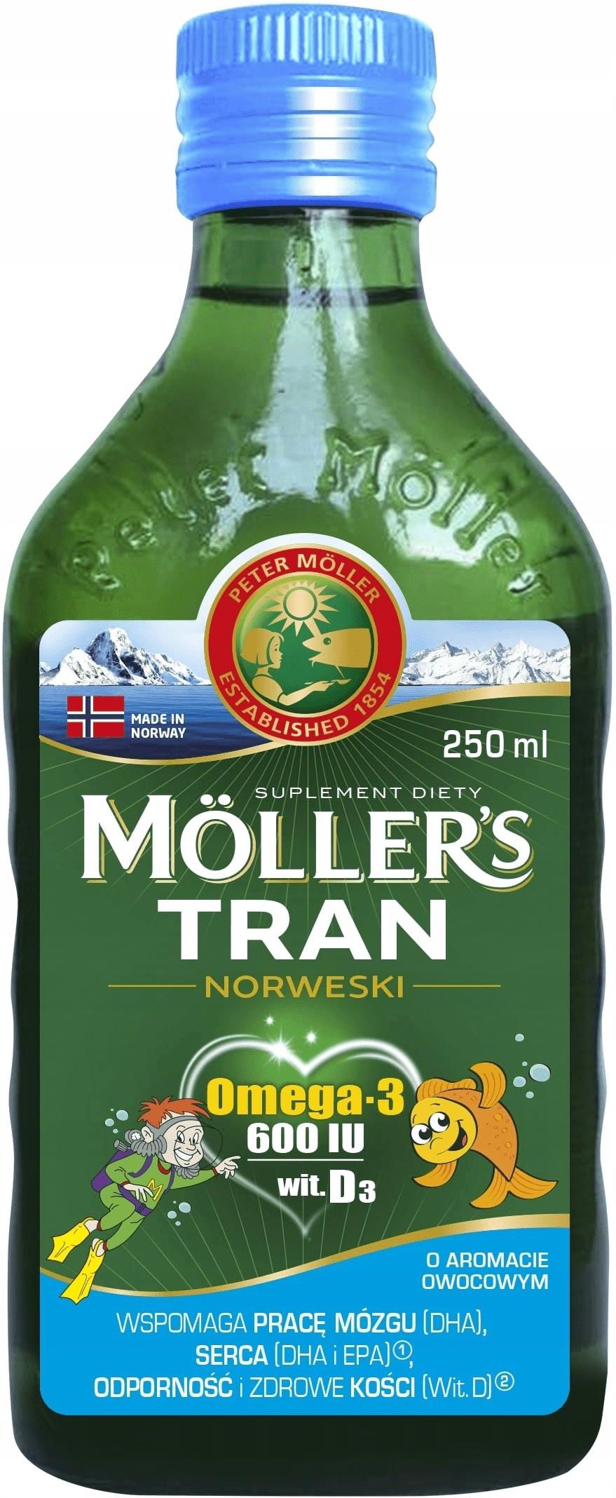 Moller's Tran norweski owocowy OMEGA-3 Witaminy Ade 250 ml - Opinie i ...