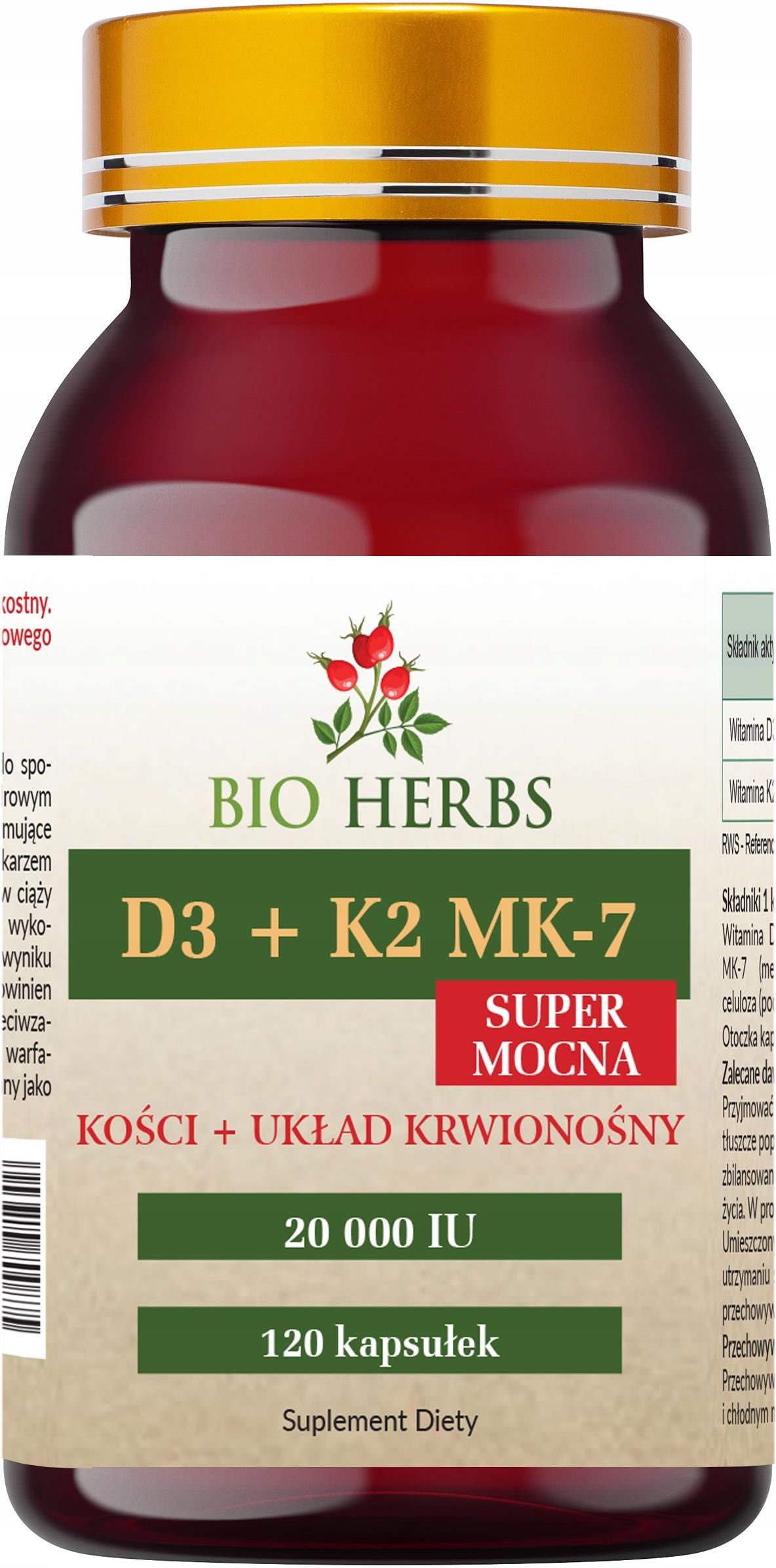 Bio Herbs 20 000IU Witamin D3 W Kapsułce K2 MK-7 120szt. - Opinie i ...