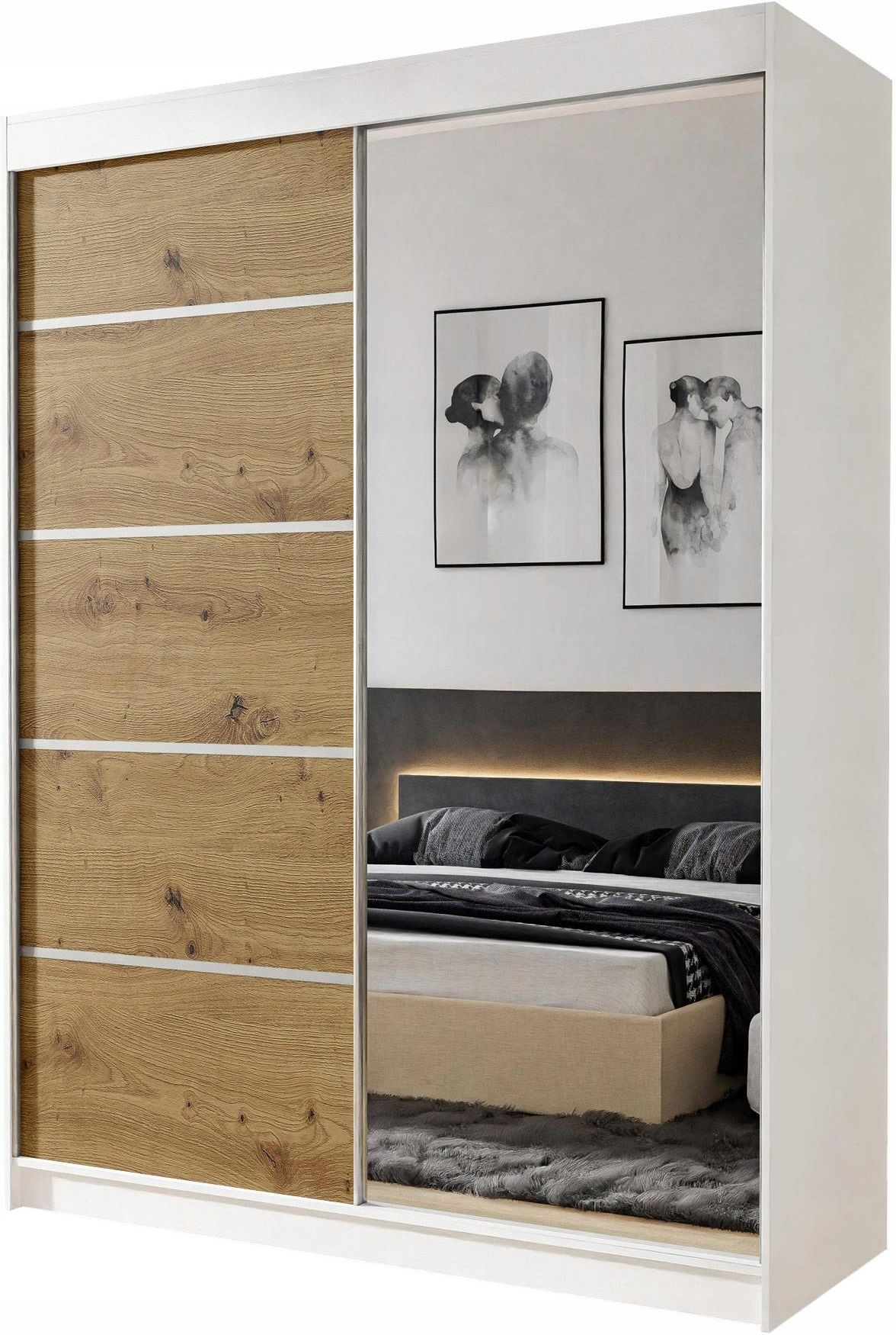 Ankon Szafa Przesuwna Z Lustrem 120X200X58 Biały/Artisan 13508876650 ...