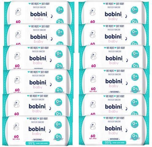 Zestaw BOBINI BABY Chusteczki nawilżane wodne, 12x60 sztuk - Ceny i ...