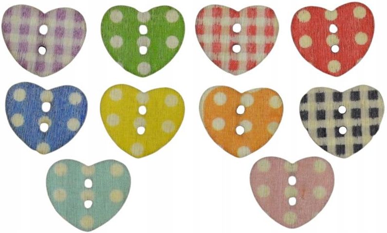 Passionroom Guzik Drewniany Ozdobny Serce Mix Kolorów 6szt. 1576773691 ...