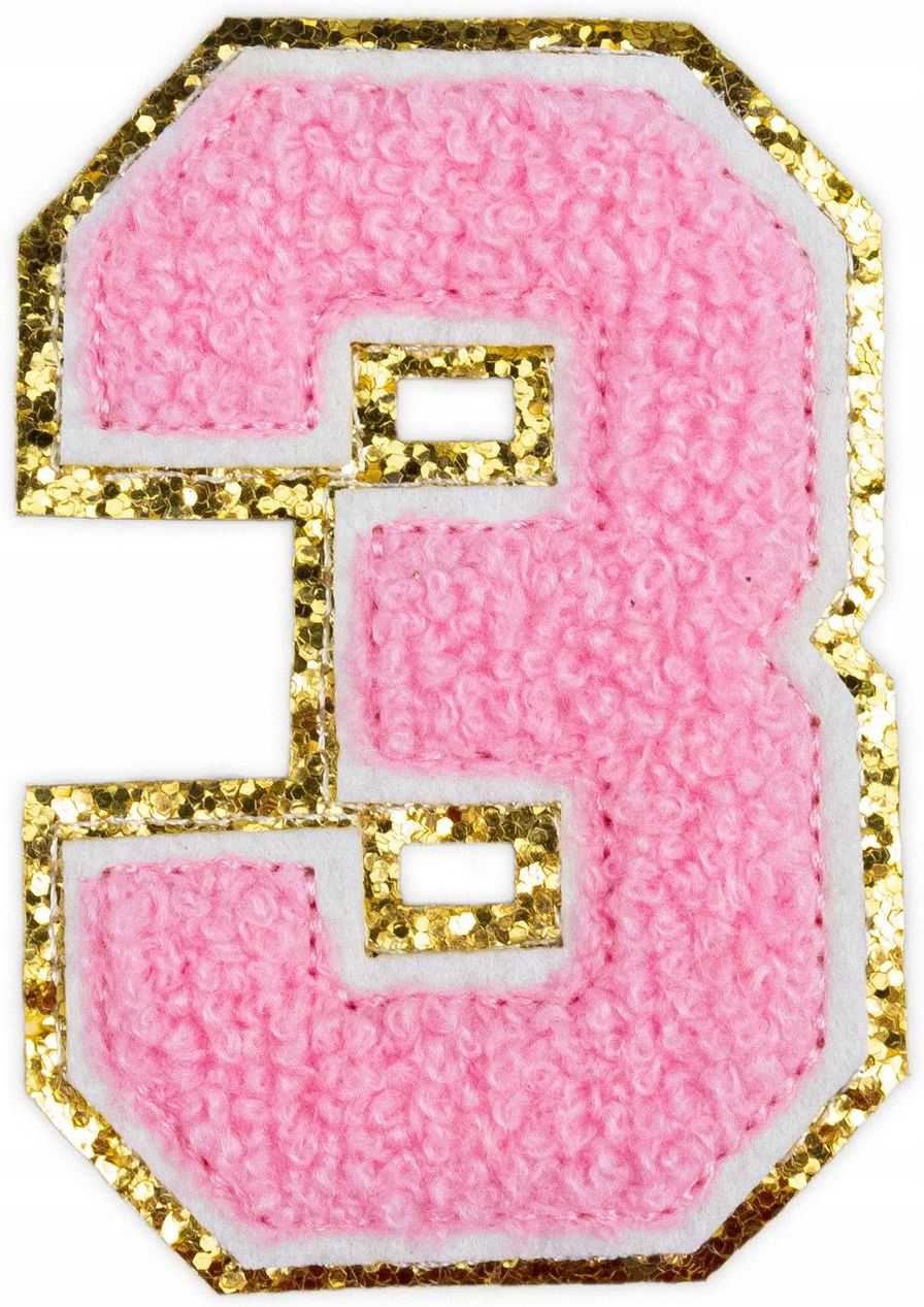 Little Angel Naszywka duża różowa Cyfra 3 trzy brokat trójka 1559821944 ...