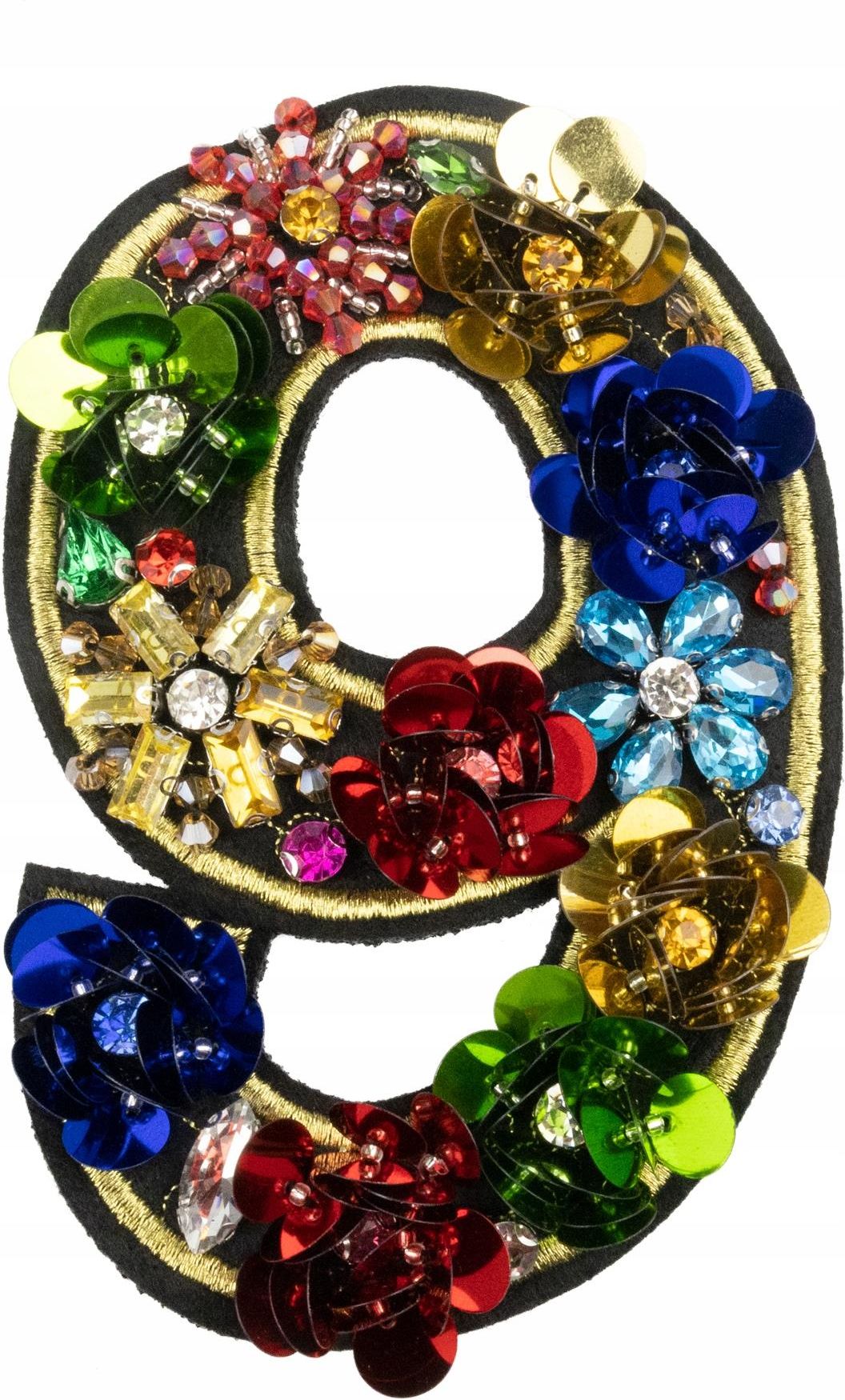 Little Angel Naszywka dziewiątka duża Cyfra 9 kolorowa cekiny ...