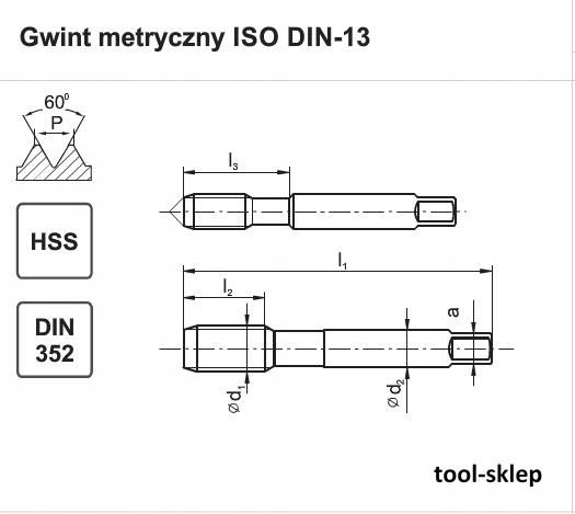Zestaw narzędziowy Fanar Komplet Gwintowników Din-352/2 M6 6H Iso2(6H ...