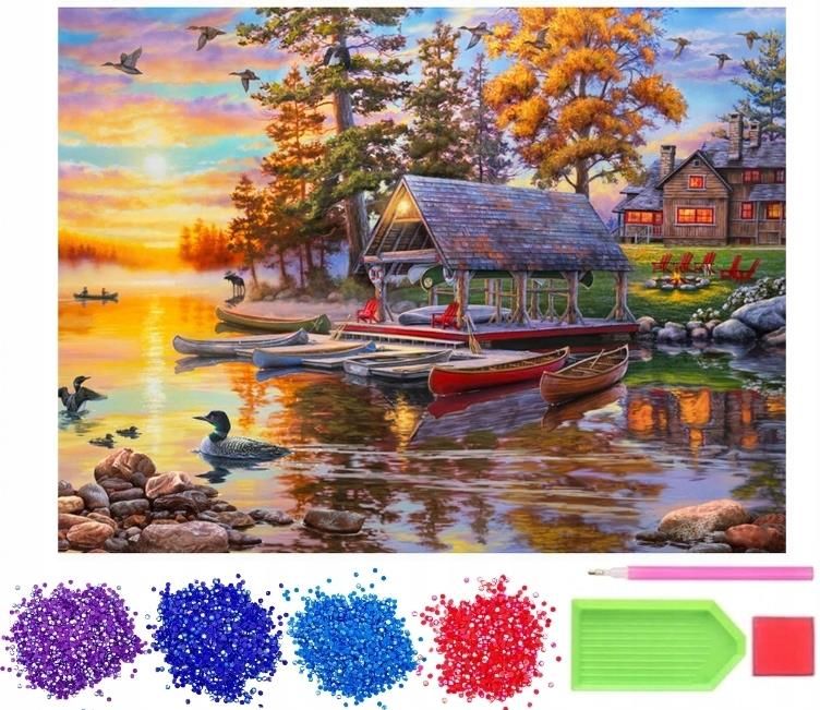 Haft Diamentowy Mozaika 5D Dom Nad Jeziorem 1579615812 - Ceny i opinie ...
