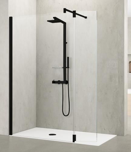 Kabina prysznicowa Novellini Kuadra H+Ha 140Cm Czarny Mat KUADH1401H ...