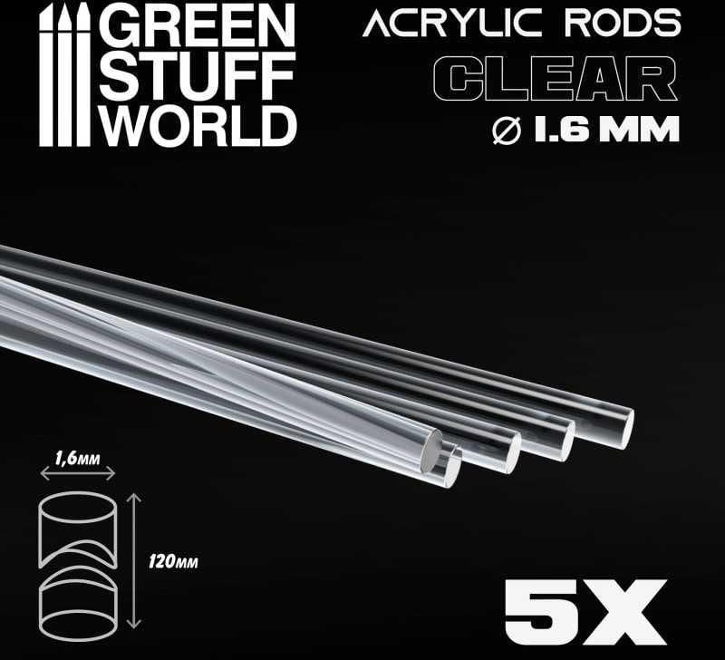 Green Stuff World Gsw 9856 Acrylic Rods Round 1.6Mm Clear (Akrylow ...