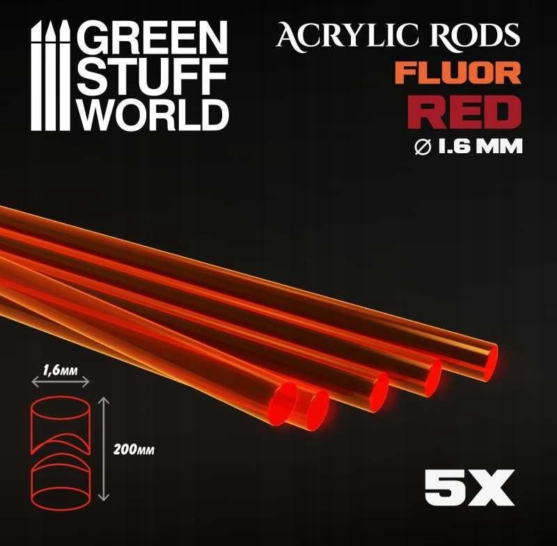 Green Stuff World Gsw 9250 Acrylic Rods Round 1.6Mm Fluor Red-Oran ...