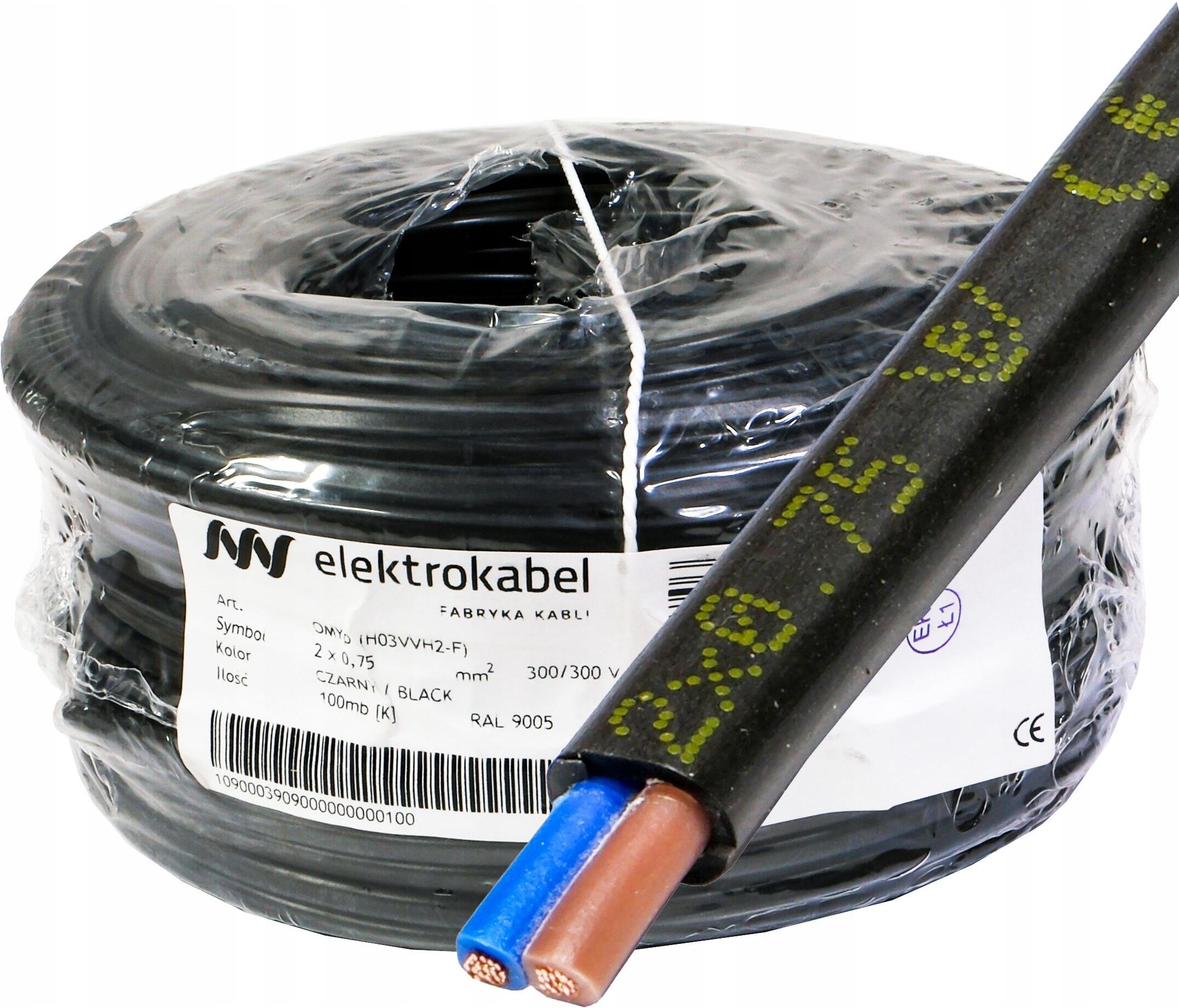 Elektrokabel Przewód Omyp 2X0,75 Linka Cu 100M Płaski Czarny - Opinie i ceny na Ceneo.pl