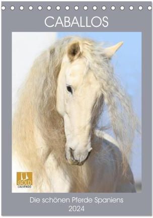 Caballos - Die schönen Pferde Spaniens (Tischkalender 2024 DIN A5 hoch), CALVENDO Monatskalender ...