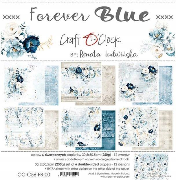 Craft O' Clock Zestaw Papierów 30X30 Craft O'Clock Forever Blue ...