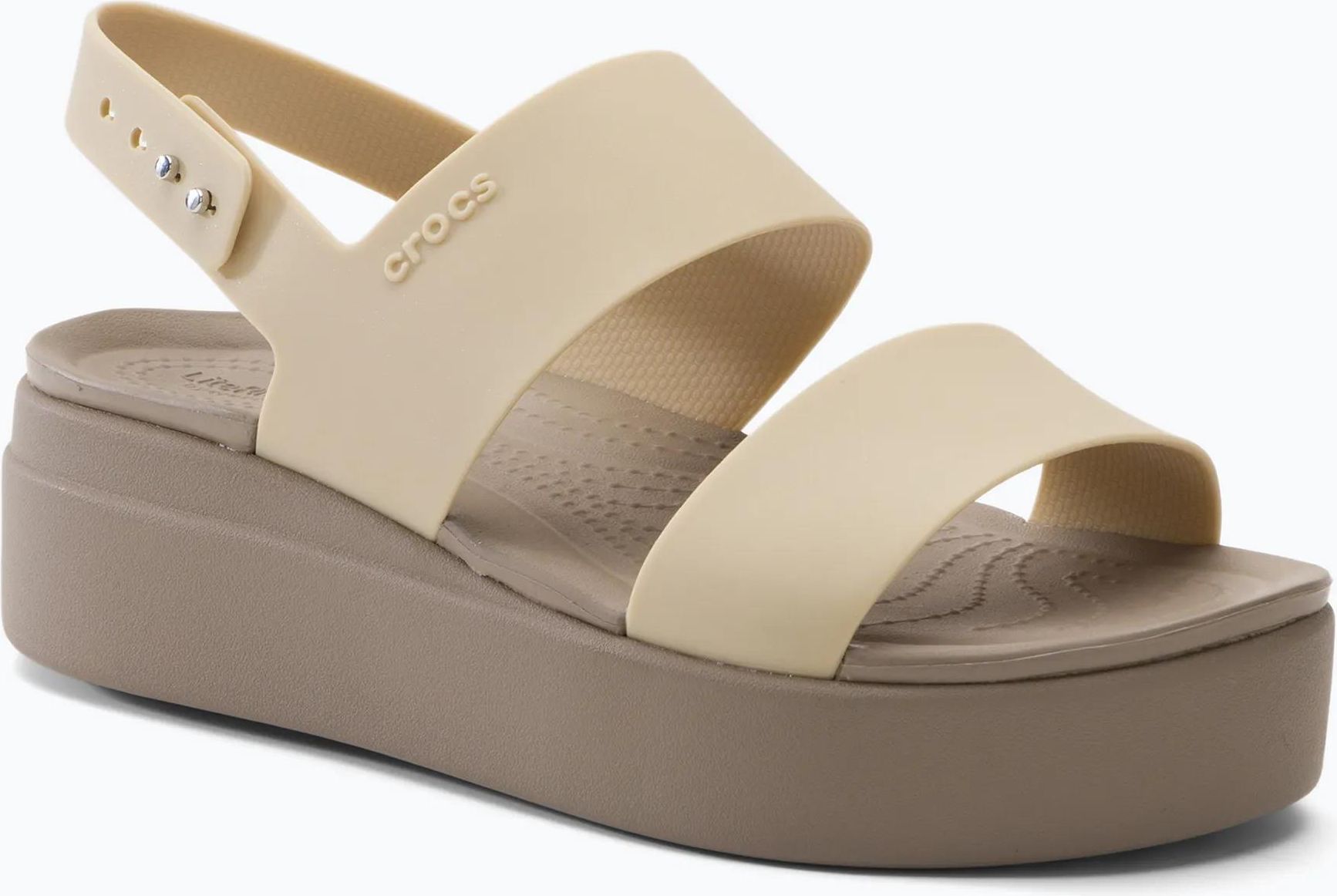 Sandały damskie Crocs Brooklyn Met Low Wedge metal champagne - Ceny i ...