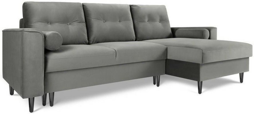 Micadoni Home Narożnik Z Funkcją Spania Leona Light Grey Velvet ...