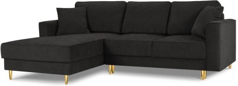 Micadoni Home Narożnik Z Funkcją Spania Dunas Black Structured Fabric ...