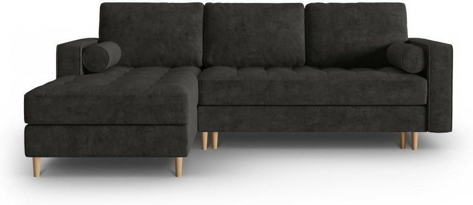 Micadoni Home Narożnik Z Funkcją Spania Gobi Black Structured Fabric ...