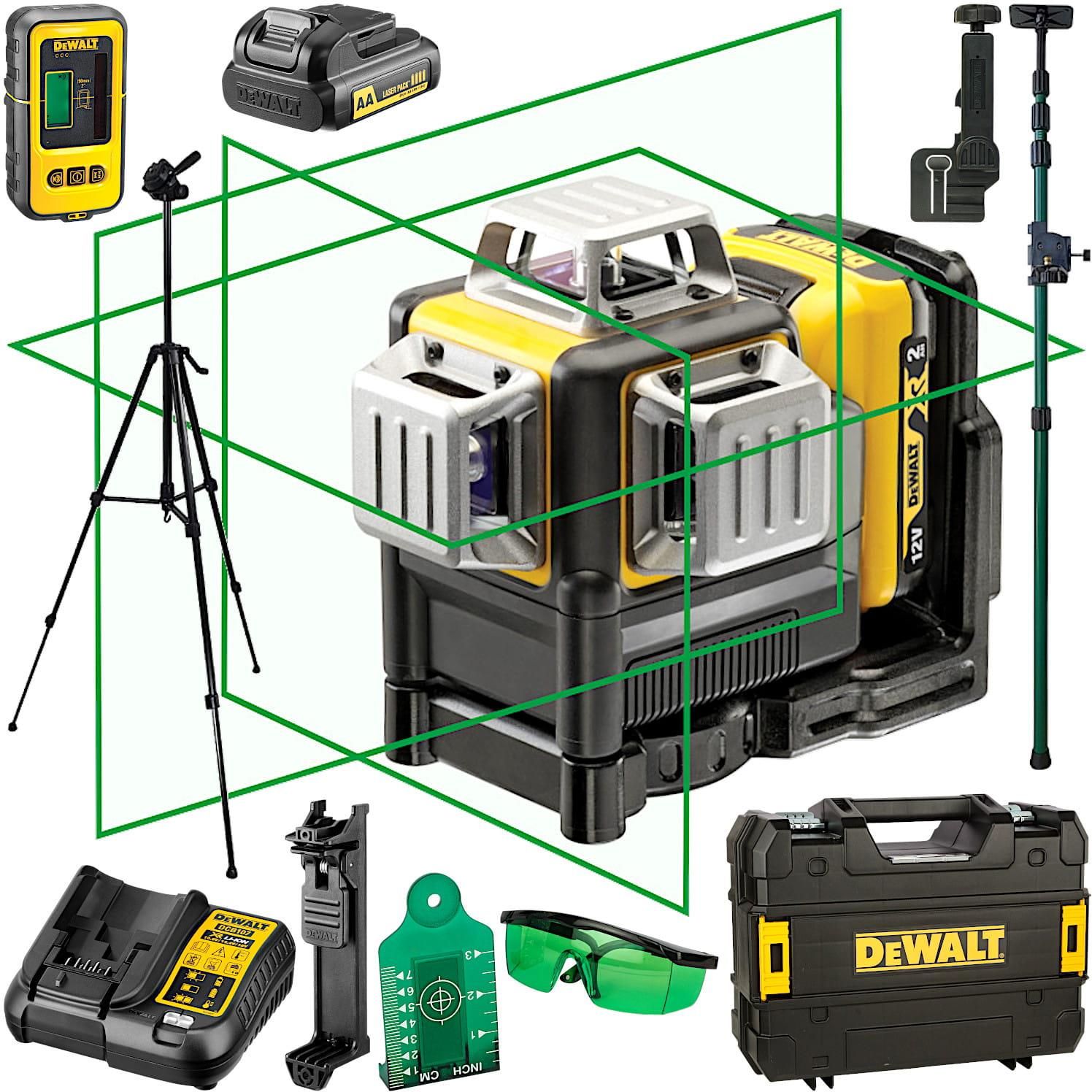 DEWALT DCE089D1G Laser samopoziomujący 3x 360° zielony + statyw ...