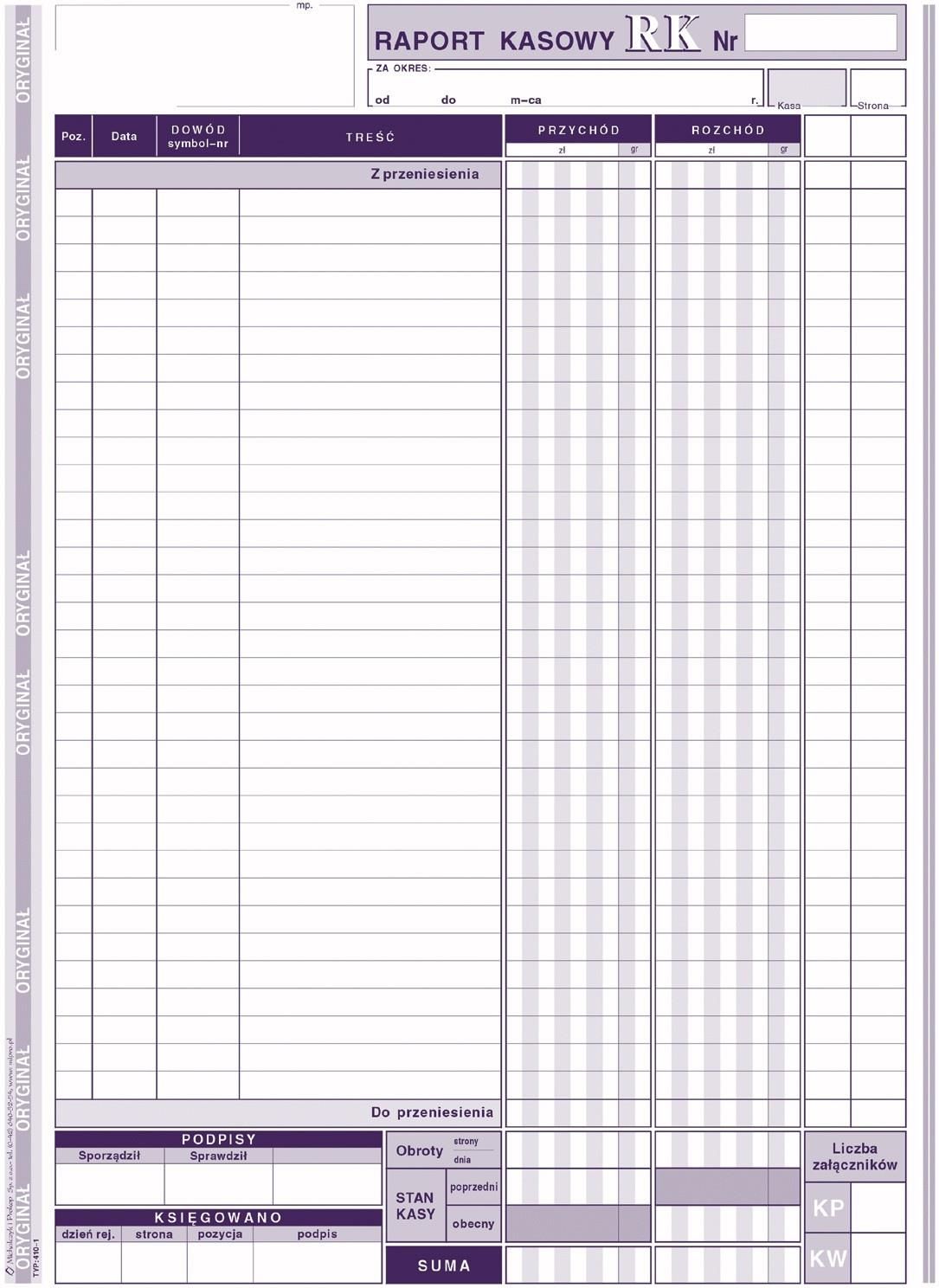 Michalczyk Druk Rk Raport Kasowy A-5 411-3. - Ceny i opinie - Ceneo.pl