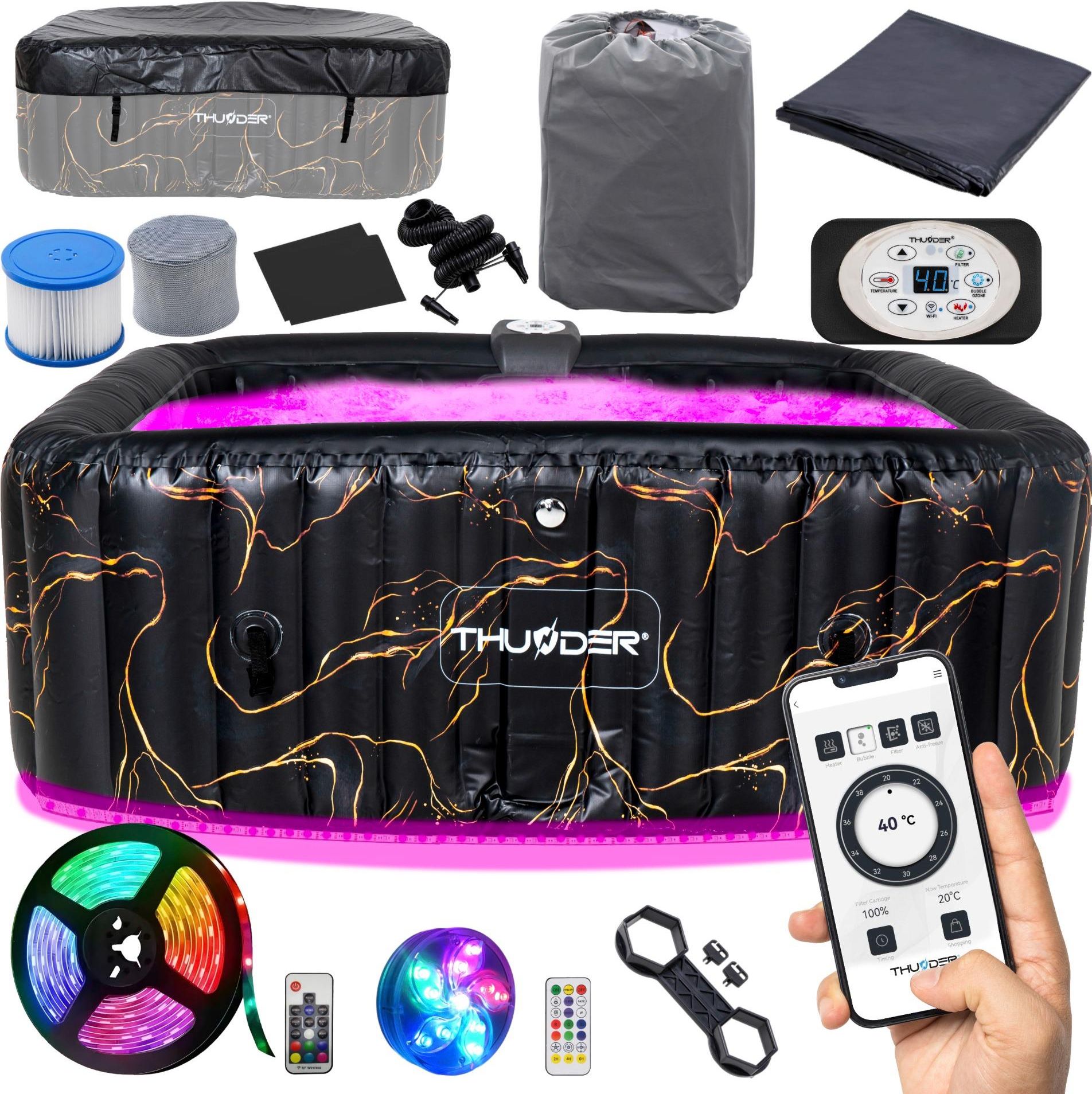 Basen z hydromasażem 6-osobowy jacuzzi THUNDER BLEND + brązowe meble ...