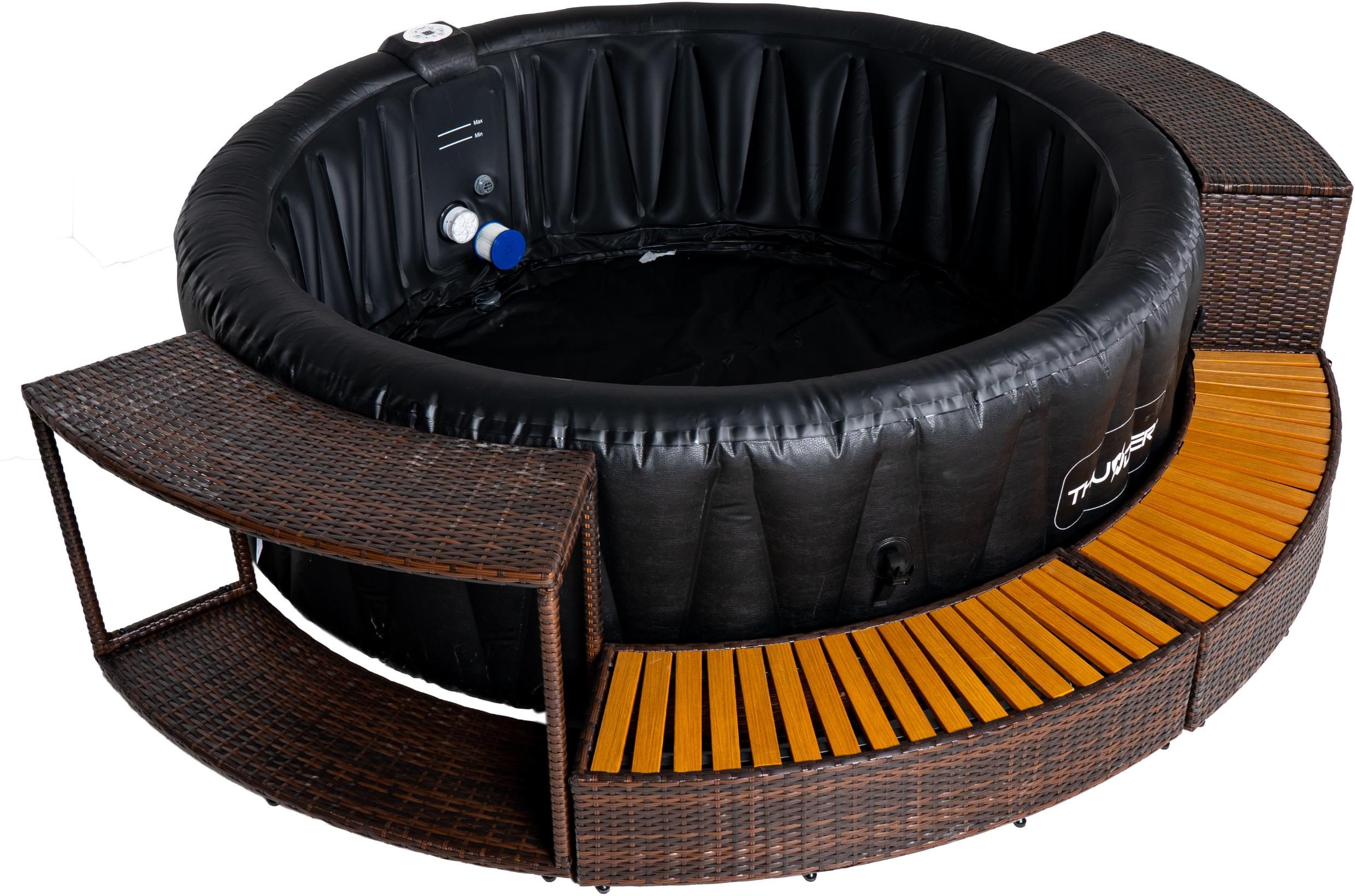 Basen z hydromasażem 6-osobowy jacuzzi THUNDER LUNGO + brązowe meble ...