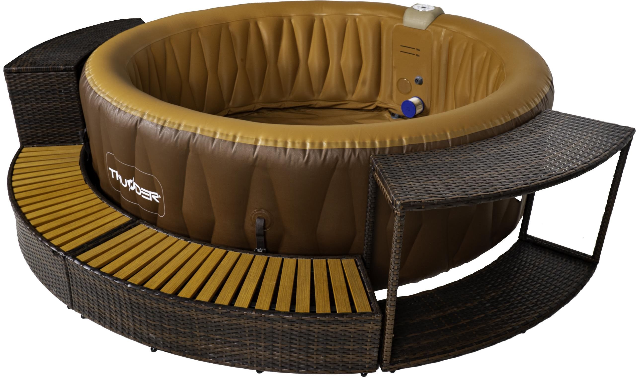Basen z hydromasażem 6-osobowy jacuzzi THUNDER MOCHA + brązowe meble ...