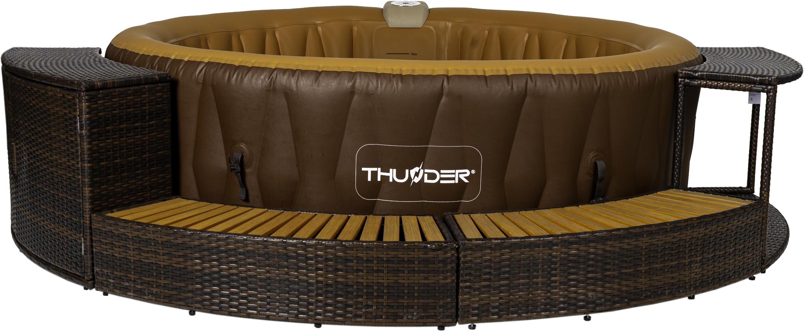 Basen z hydromasażem 6-osobowy jacuzzi THUNDER MOCHA + brązowe meble ...