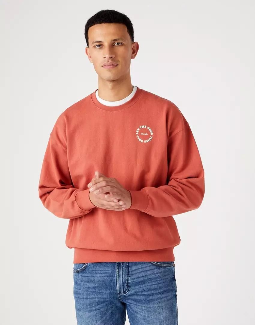 WRANGLER GOOD TIMES CREW MĘSKA BLUZA KLASYCZNA LOGO ETRUSCAN RED ...