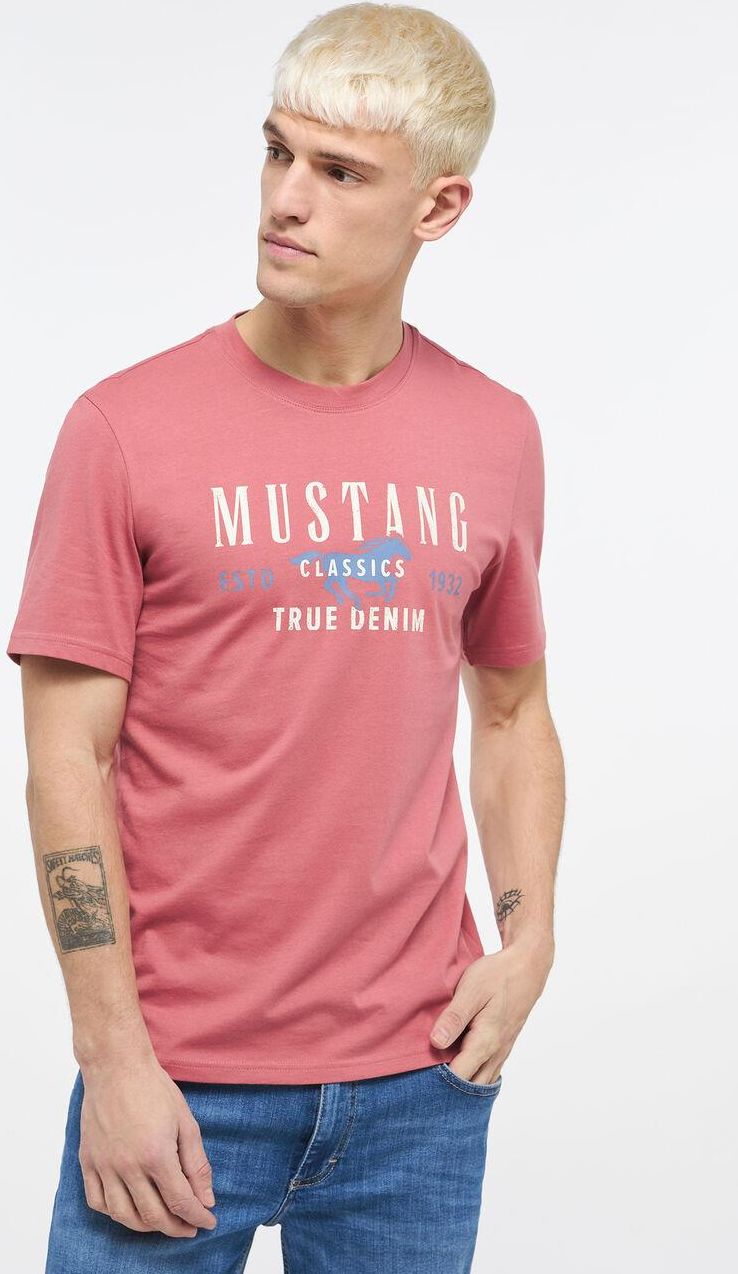 MUSTANG ALEX C PRINT MĘSKI T-SHIRT KOSZULKA LOGO NADRUK DUSTY CEDAR ...