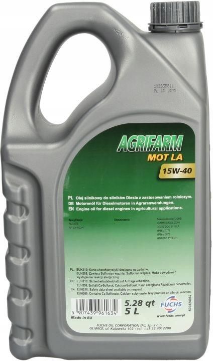 Olej silnikowy Fuchs Oil Agrifarm Mot La 15W40 5l - Opinie i ceny na ...