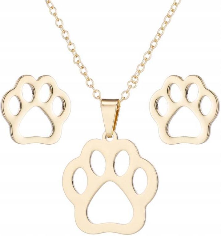 Zestaw Naszyjnik Kolczyki Łapka psa złote - Ceny i opinie - Ceneo.pl