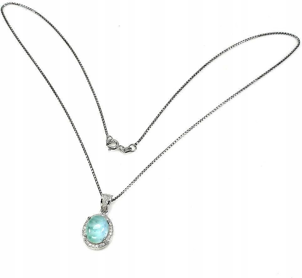 Songea Srebrny 925 naszyjnik naturalny larimar cyrkonie - Ceny i opinie - Ceneo.pl