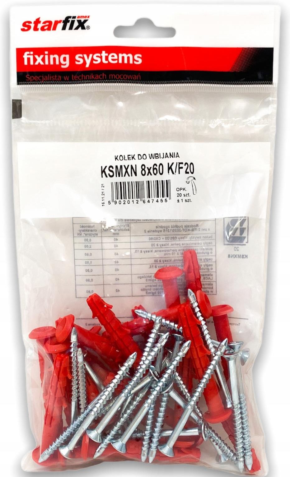 Starfix Kołek Wbijany Ksmxn 8x60 K KSMXN860KF20 - Opinie i ceny na Ceneo.pl