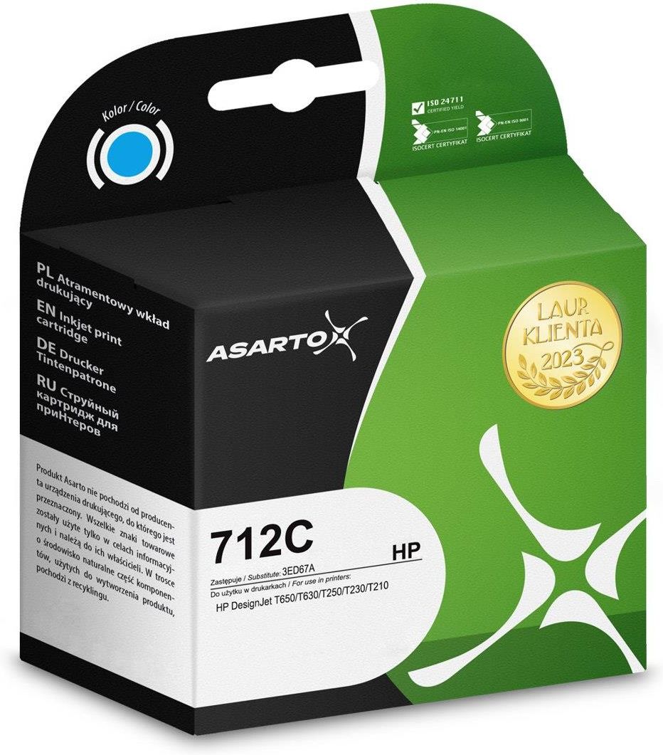 Tusz Asarto Do Hp 712C 3Ed67A 29 Ml Błękitny (ASH712C) do drukarki ...