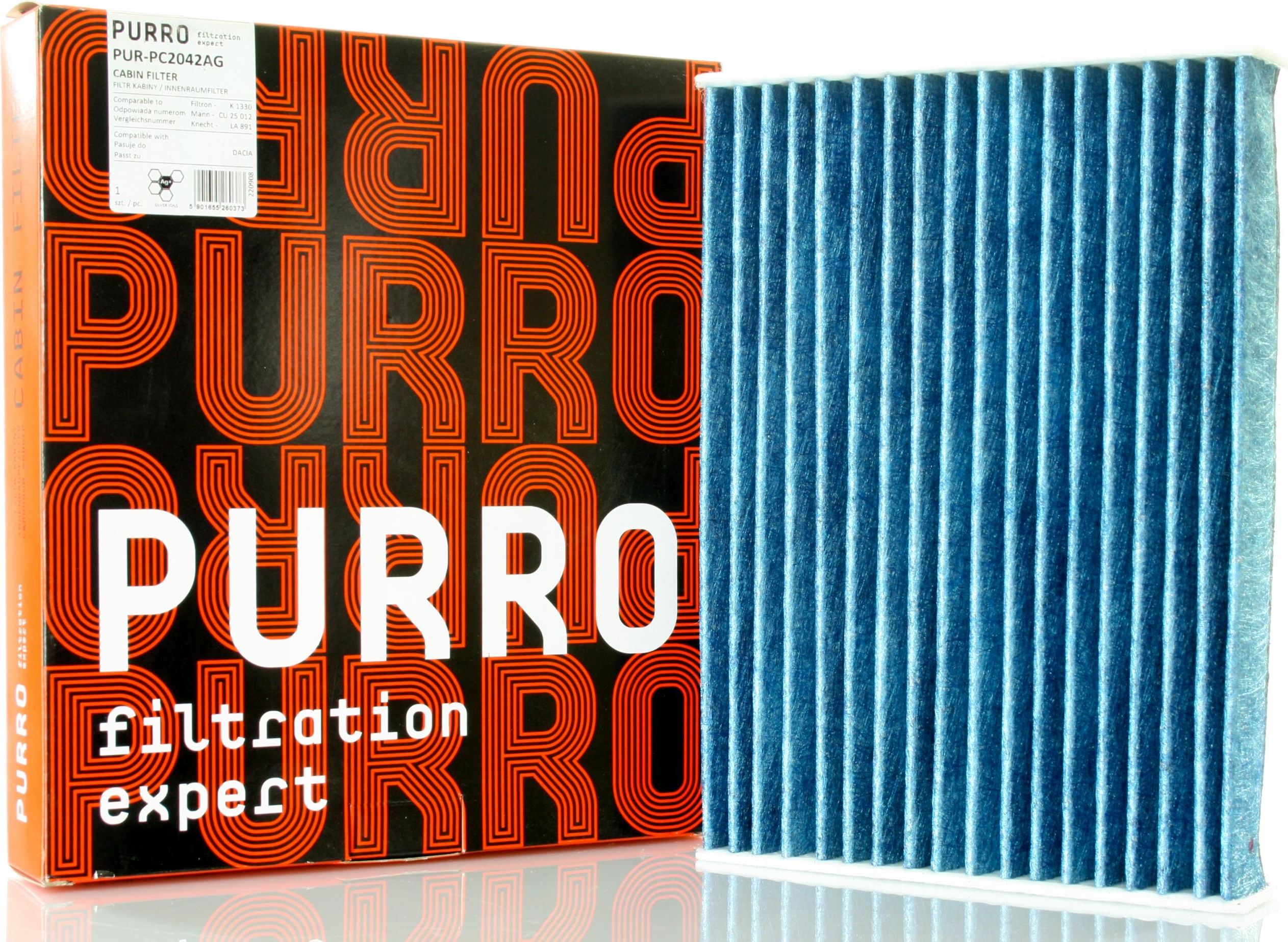 Filtr kabinowy Purro Filtr Kabinowy Z Jonami Srebra Dacia Renault ...