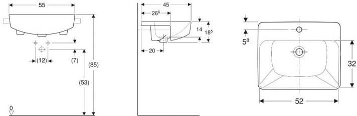 Umywalka Geberit Variform umywalka prostokątna półblatowa 55x45 cm 500 ...