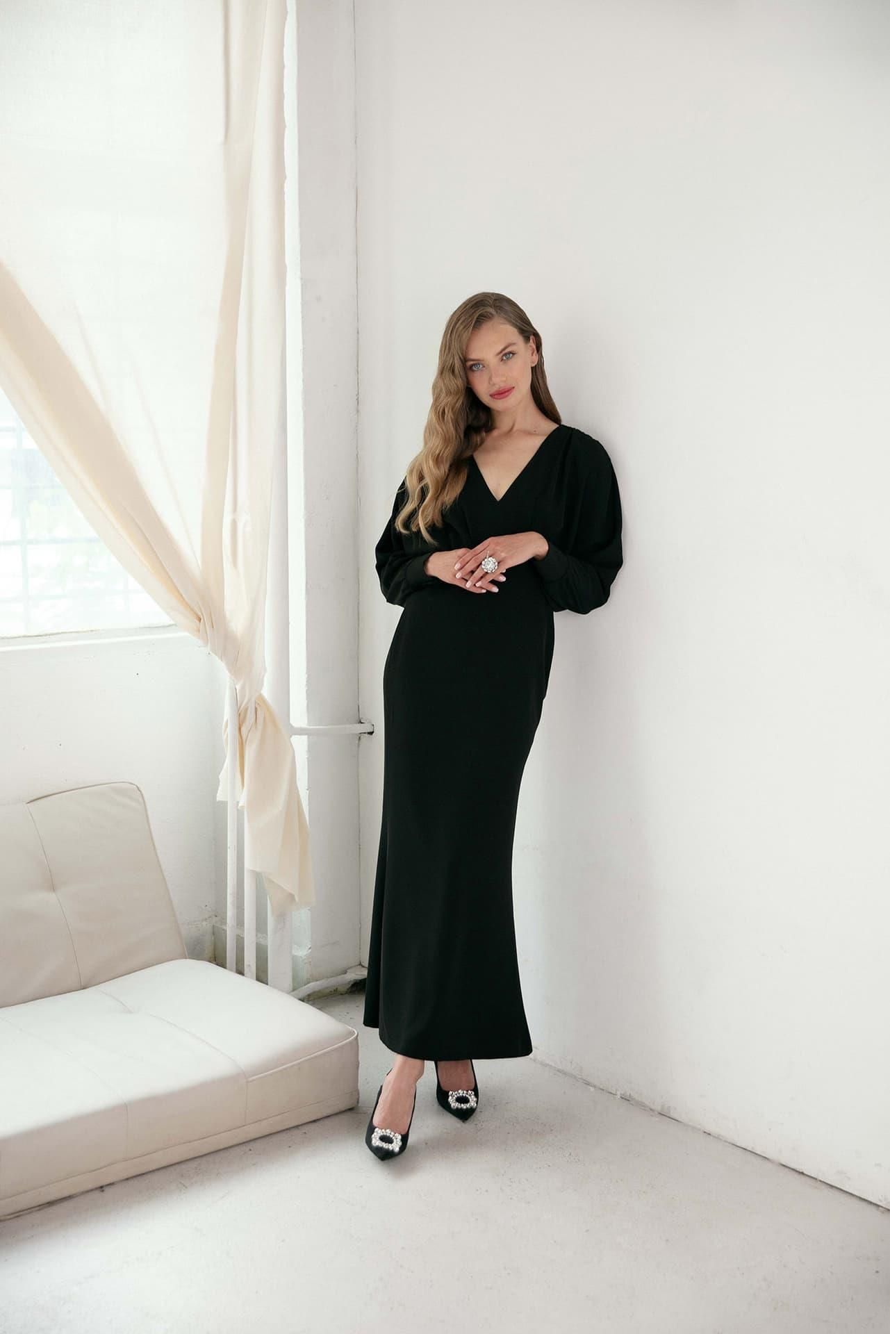 K143 Sukienka rybka z kimonową górą - czarna (kolor czarny, rozmiar M) - Ceny i opinie - Ceneo.pl