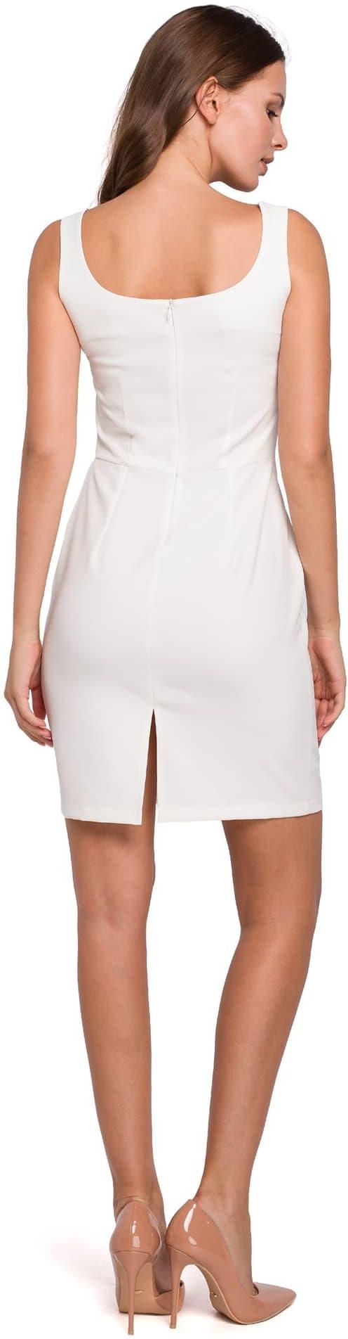 K022 Sukienka mini z dekoltem karo - ecru (kolor ecru, rozmiar XXL) - Ceny i opinie - Ceneo.pl