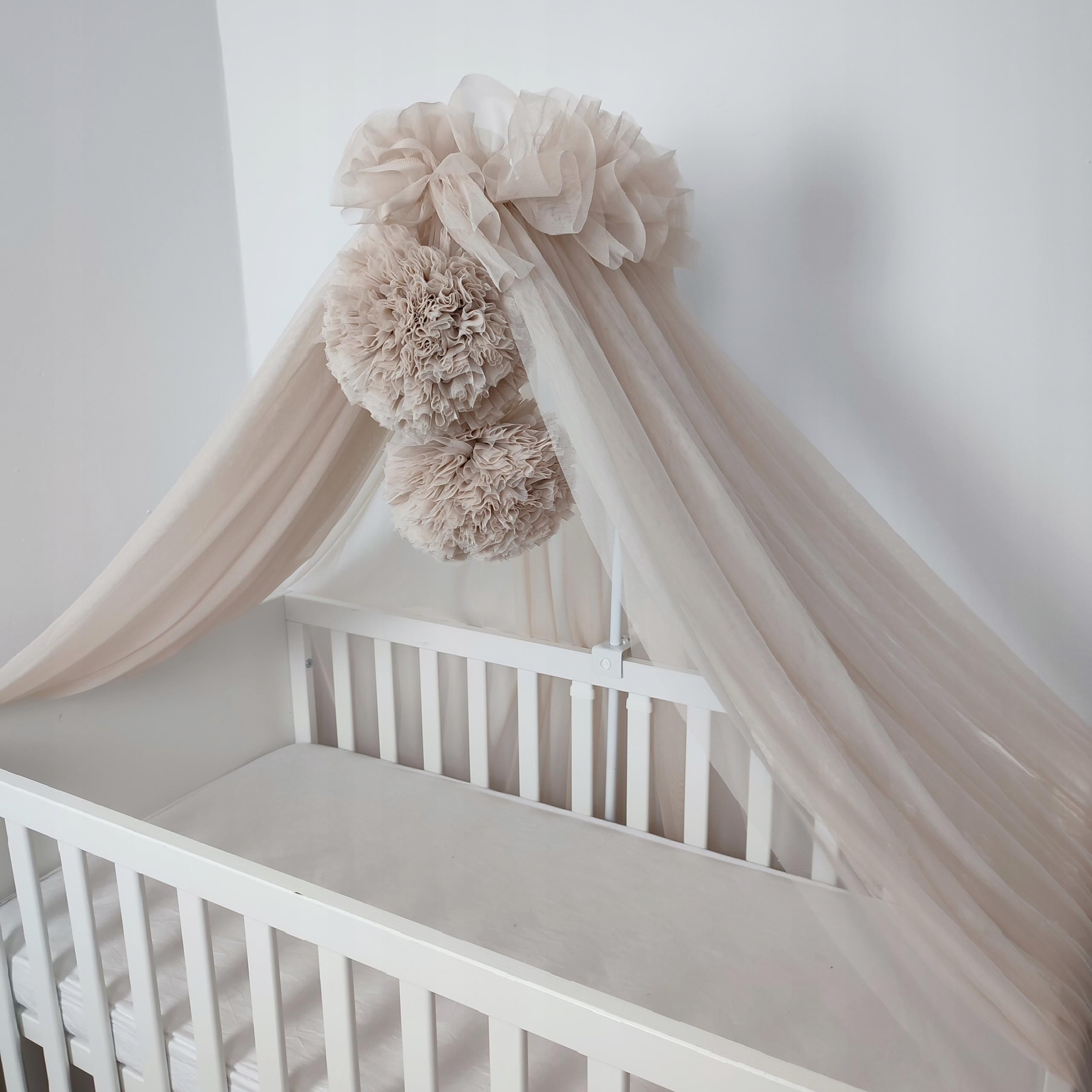 Koell Baldachim Z Pomponami Do Łóżeczka Tiul Beżowy - Opinie i ...