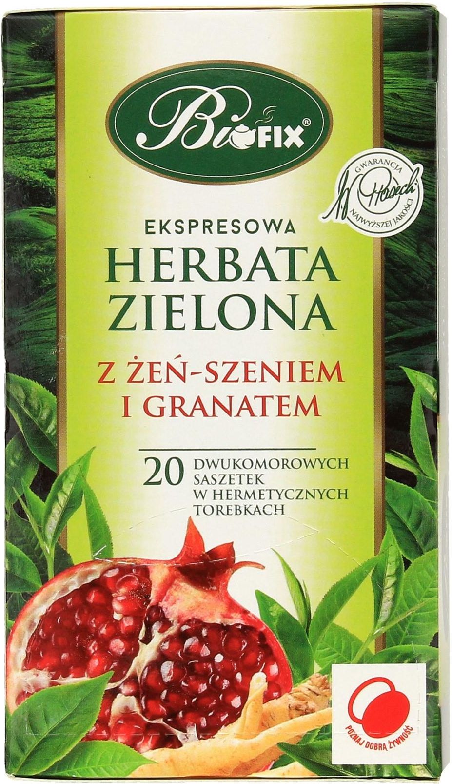 Herbata Bifix Herbata Ekspresowa Zielona Żeńszeń Granat Bi Fix 20szt ...