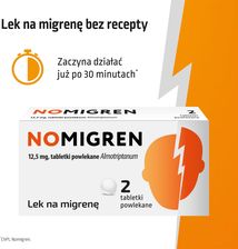 Leki przeciwbólowe Nomigren 12,5 mg, na migrenę, 2 tabletki powlekane ...
