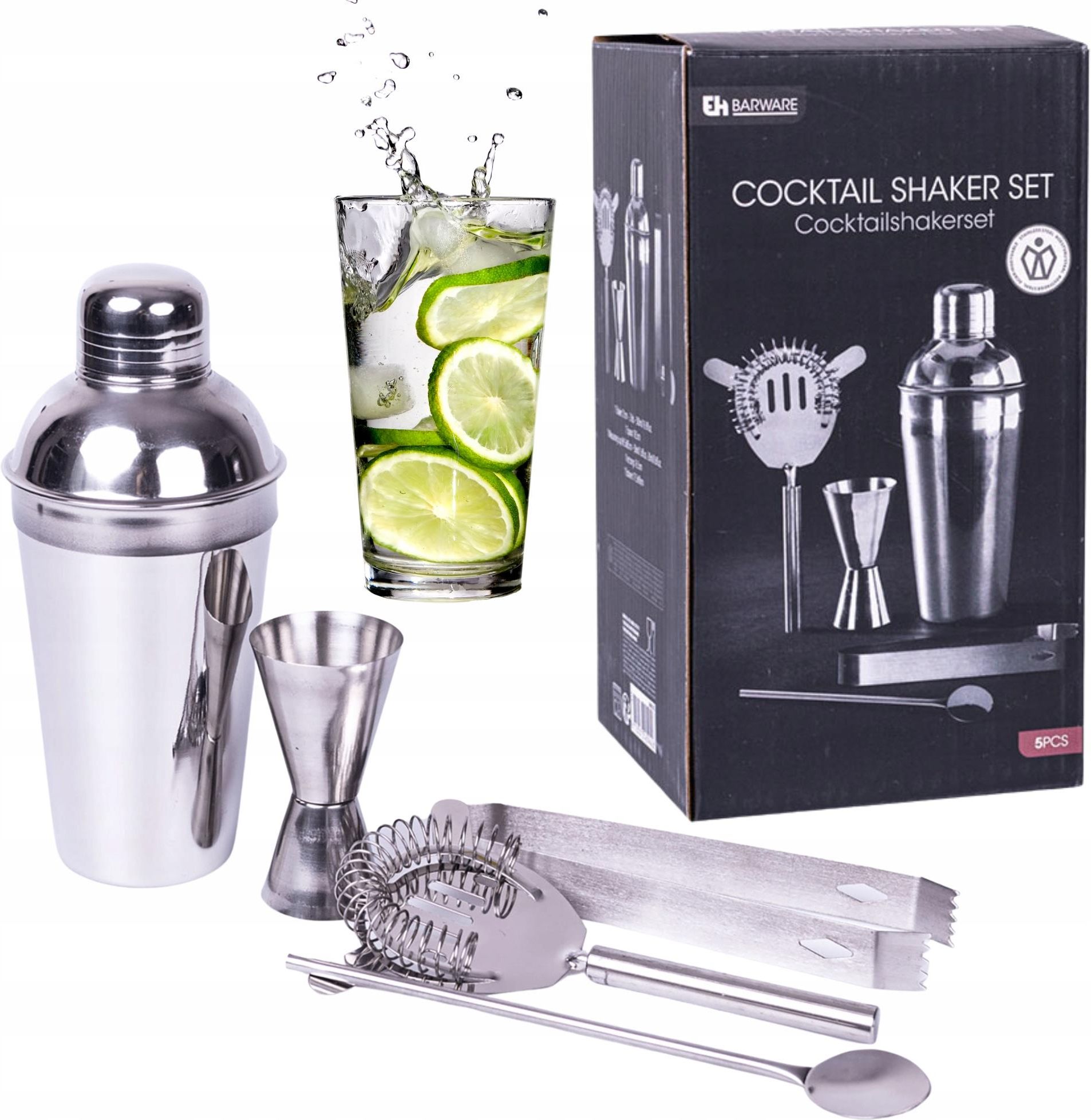 Eh Excellent Houseware Zestaw Barmański Shaker Drinki Koktajle 500Ml 5 ...