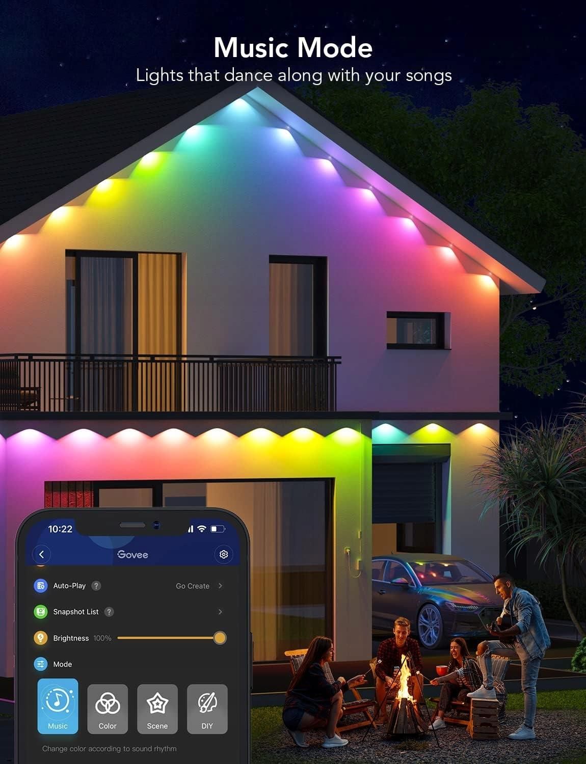 Govee Permament Outdoor Lights Oświetlenie LED RGBIC, Wi-Fi, Bluetooth ...