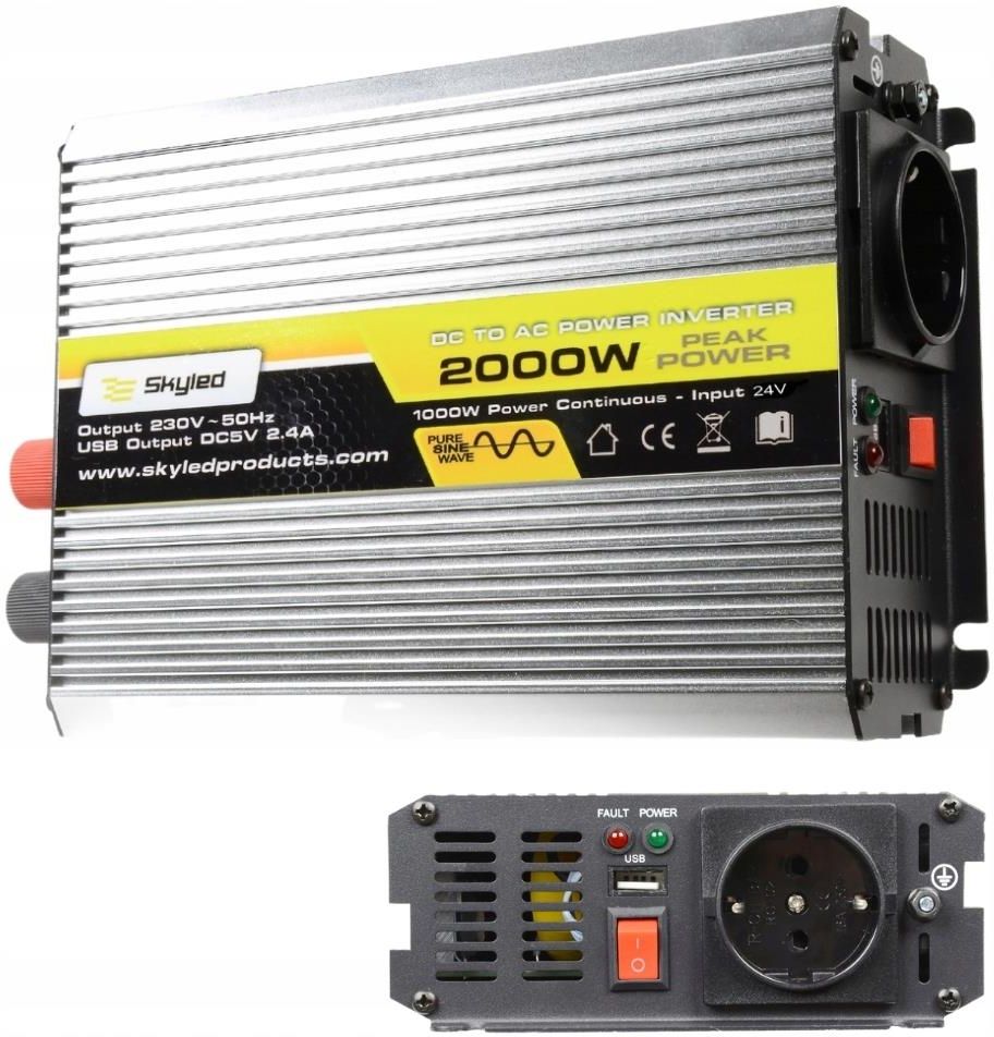 Przetwornica napięcia Skyled Przetwornica 2000W Pełny Sinus 24V 230V Usb - Opinie i ceny na Ceneo.pl