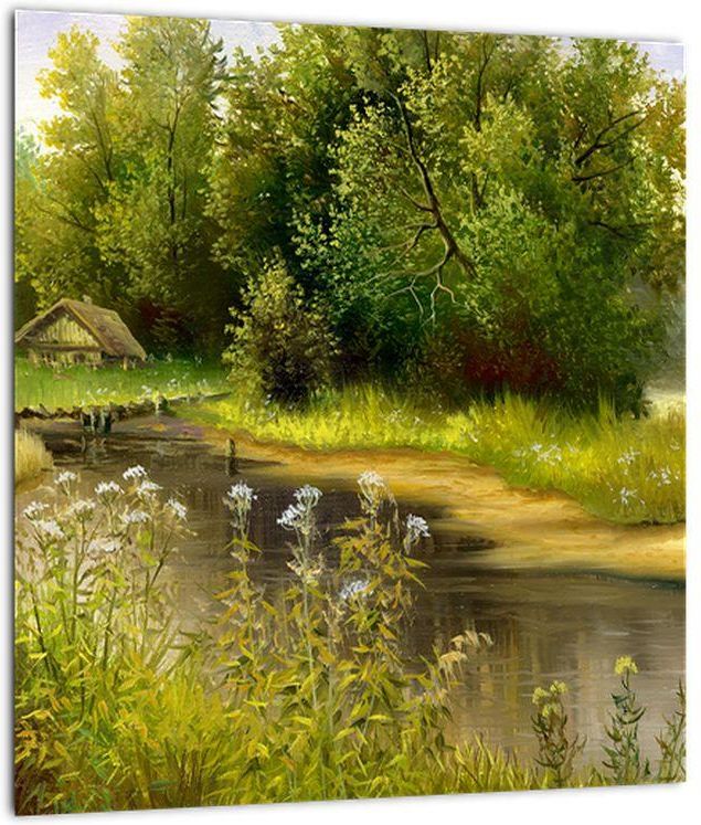 Domali Obraz Rzeka Przy Lesie Obraz Olejny Jednoczęściowy 30X30 Cm ...