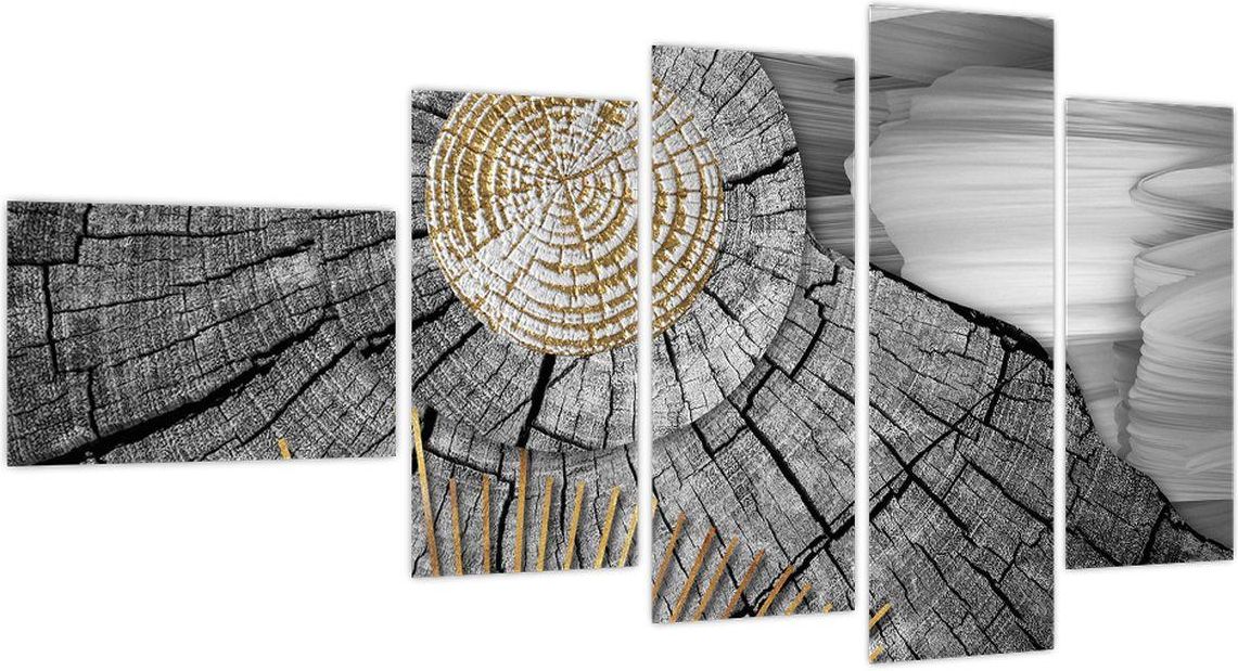 Domali Obraz Pień drzewa w kolażu, pięcioczęściowy 110x60 cm (170407 ...